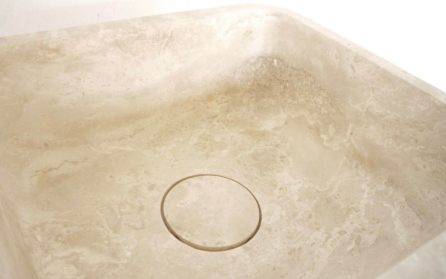 Travertin Stein Aufsatzwaschbecken eckig, beige